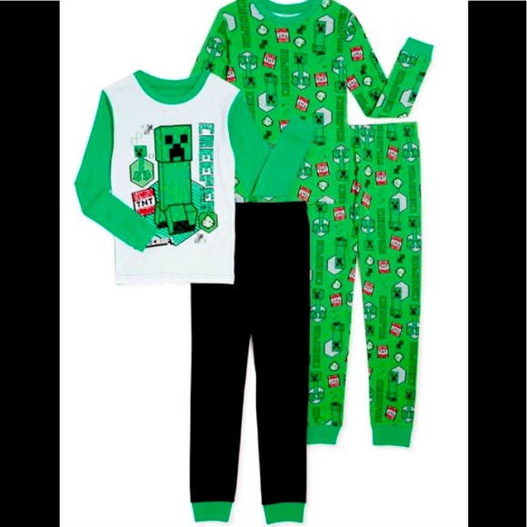 Nintendo | Pajamas | Nwt Boys Girls Minecraft Pajamas Winter Creeper ...